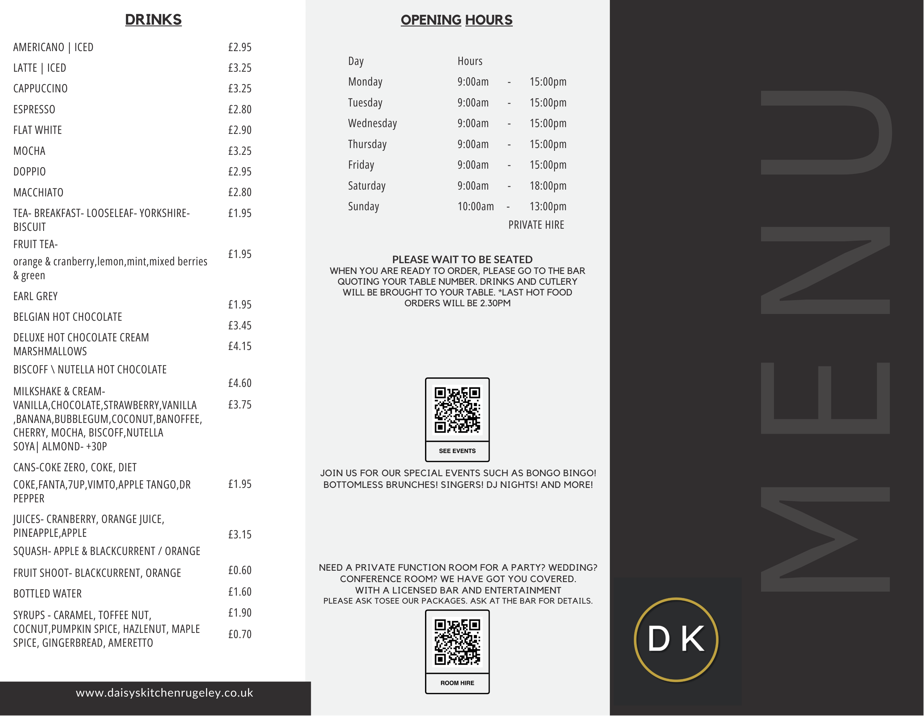 Menu - Daisy's Kitchen