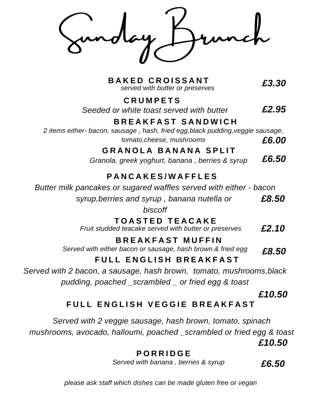 Menu - Daisy's Kitchen