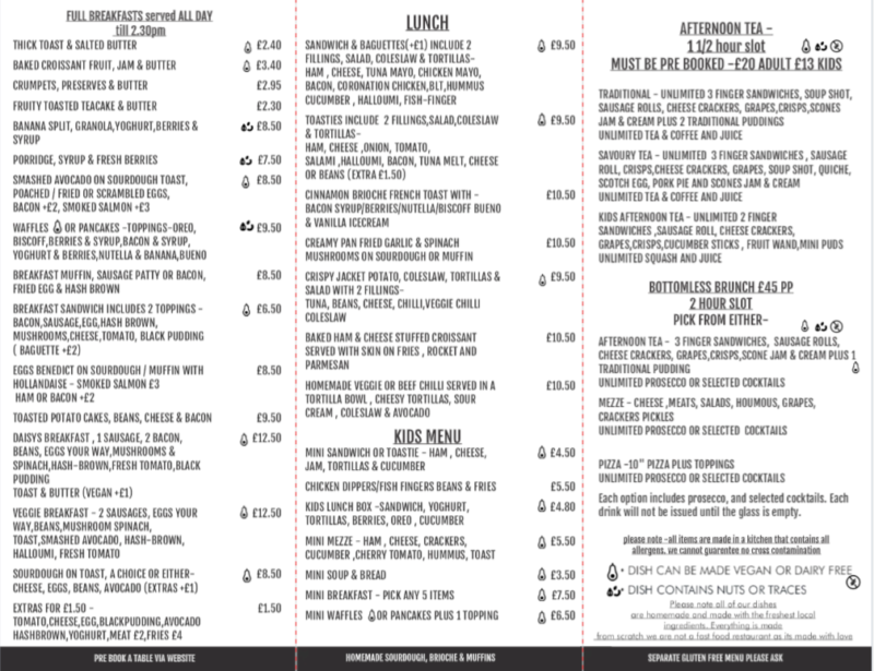 Menu - Daisy's Kitchen